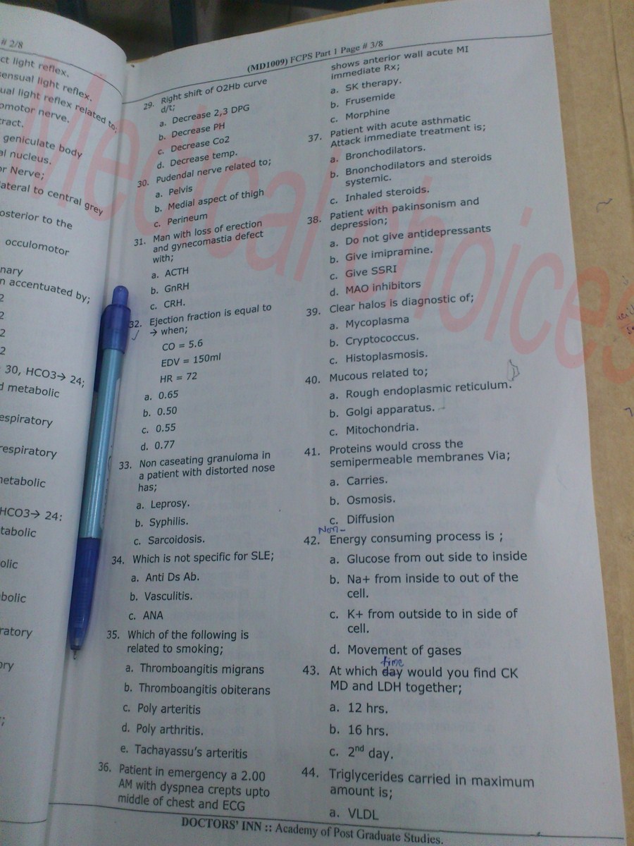 FCPS Part 1 Past Papers Original | MEDICAL CHOICES